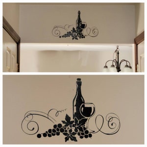 Wall Vinyl Decal Wine Bottle Wine Glass Winery Wine Grapes - Etsy