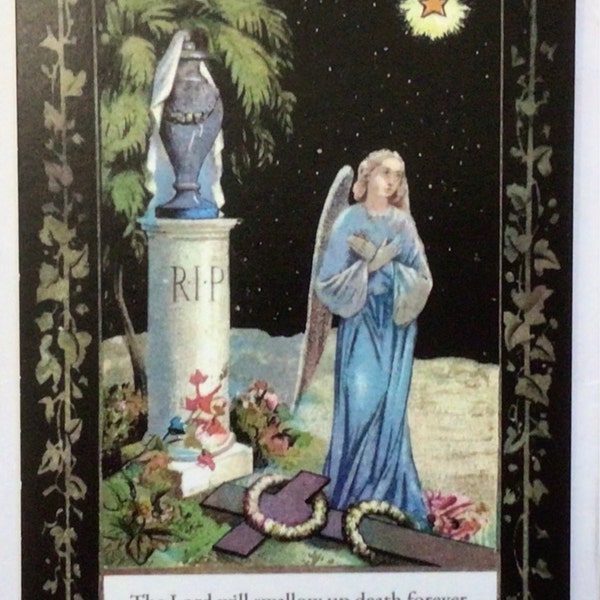 Prayer for the Dead – Memorial Card – Angel at Night– Restored Vintage ...