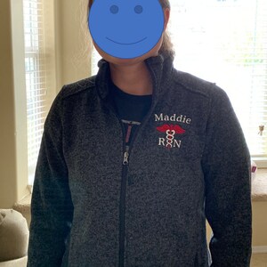 Personalized Ladies Nurse/doctor Embroidered Full Zip Jacket, LPN, CNA ...
