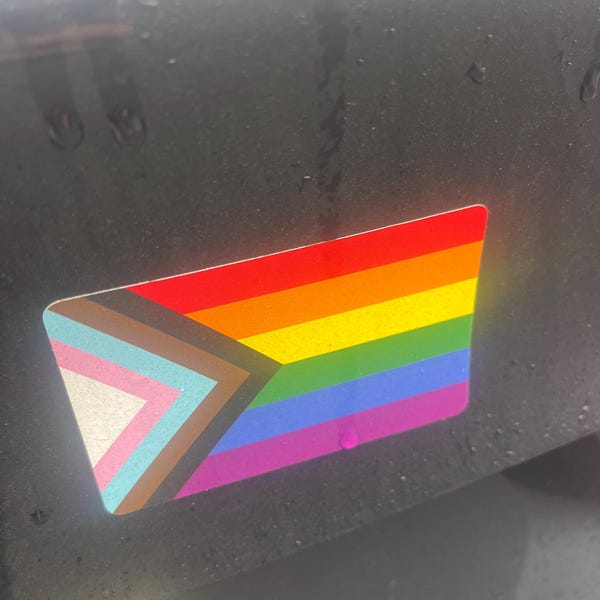 WATERPROOF Progress Pride Flag Sticker Rainbow LGBTQAA LGBTQ+ Inclusive ...
