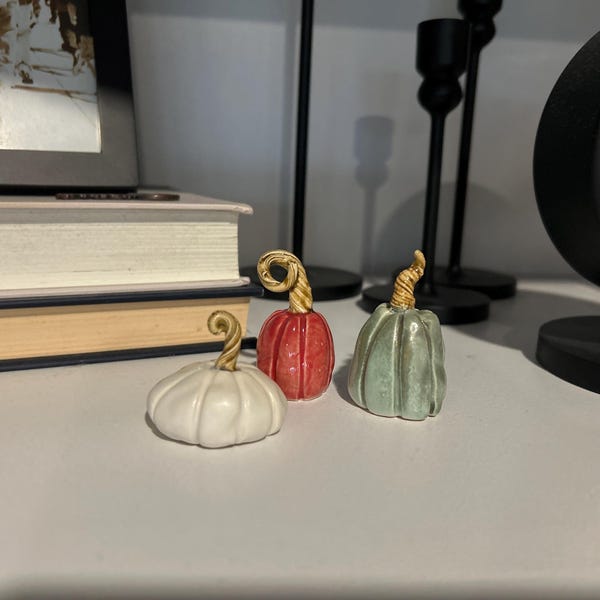 Hand Made Ceramic Stoneware Mini Miniature Pumpkin Pumpkins Fall Decor ...