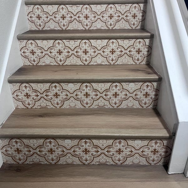 Moroccan Tile Pattern,stair Riser Stickers,peel and Stick Stair Riser ...
