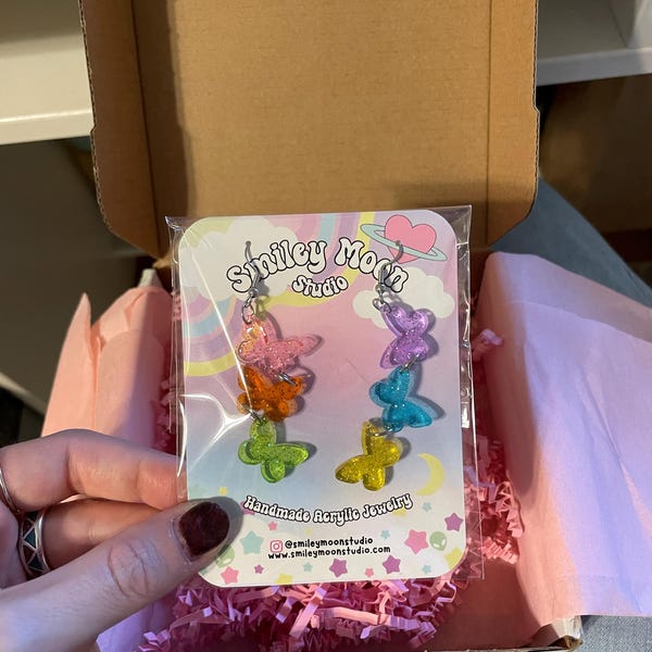 Sticky Hand Acrylic Earrings, Laser Cut Acrylic Earrings, 90s Inspired ...