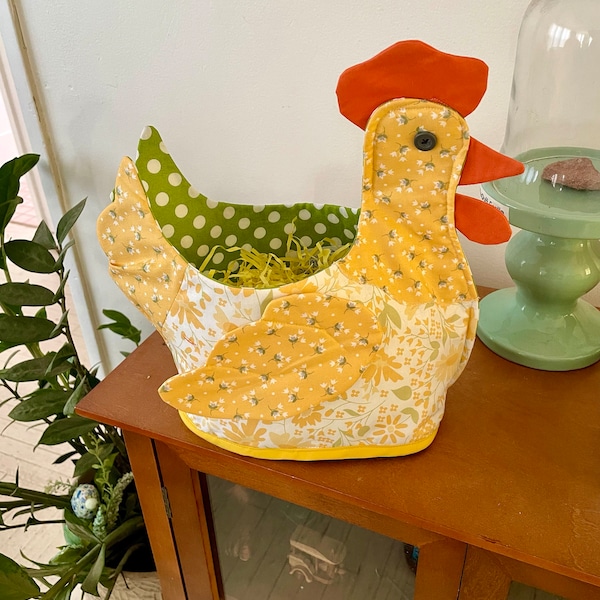 Chicken Basket PDF Tutorial With Pattern, Easter DIY Fabric Project for ...