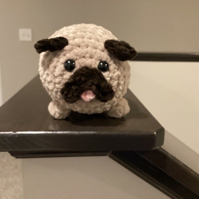 Crochet Potato Pug Dog Chenille Yarn Pug Puppy Amigurumi Plushie Angel ...