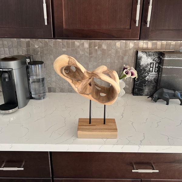 Dynamic Walnut Wood Sculpture Modern Hand-carved Abstract Art for ...