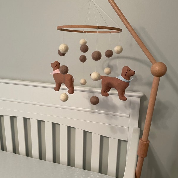 Dog Mobile for Nursery, Golden Retriever Dog Baby Mobile, Gender ...