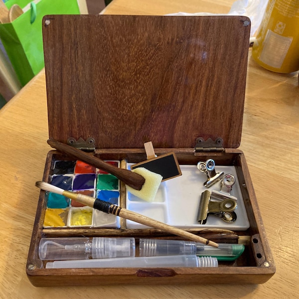 Handmade Wooden Pocket Gouache Paint Box - Etsy