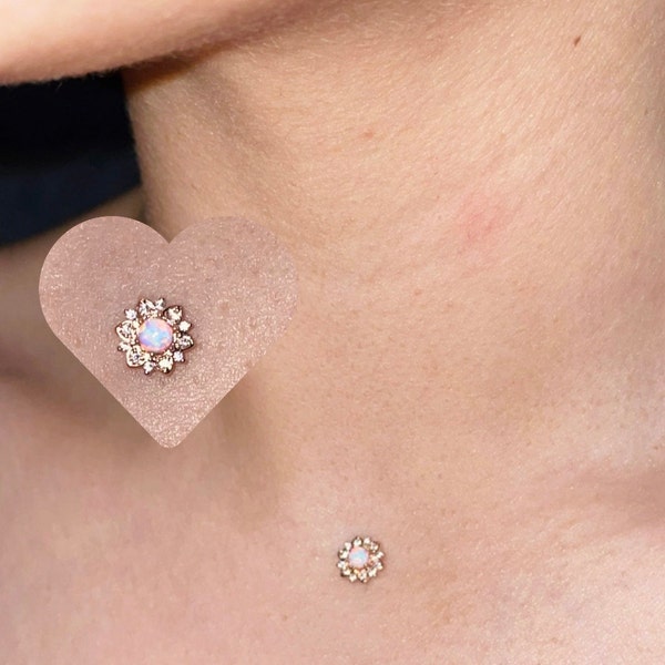 Cubic Zirconia Dermal Anchor Top 14 Gauge - Etsy