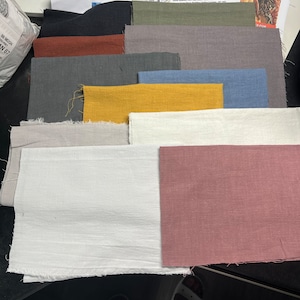 Stone Washed Pure Plain Linen Fabric Material 100% Linens Home Decor ...