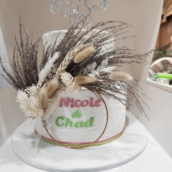 Self-color Pampas Grass Cake Topper Bouquet, Flower Cake Topper,dried ...