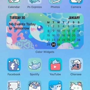 Cute Ocean Creatures App Icon Set Kawaii Aesthetic Theme for Android ...