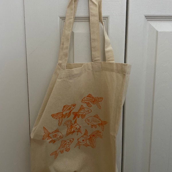 Gold Fish Tote Bag | Screenprint Screen Printed | Canvas - Etsy