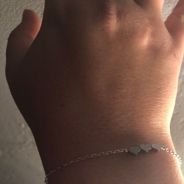 Mini Heart Bracelet. Three Hearts Bracelet. Three Tone Bracelet. Three ...