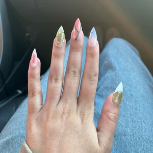 3D Freestyle Almond Goth Press on Nails, Handpainted Luxury Acrylic ...