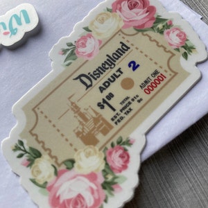 Disneyland Admission Ticket Sticker/ Retro Floral Disney Laptop ...