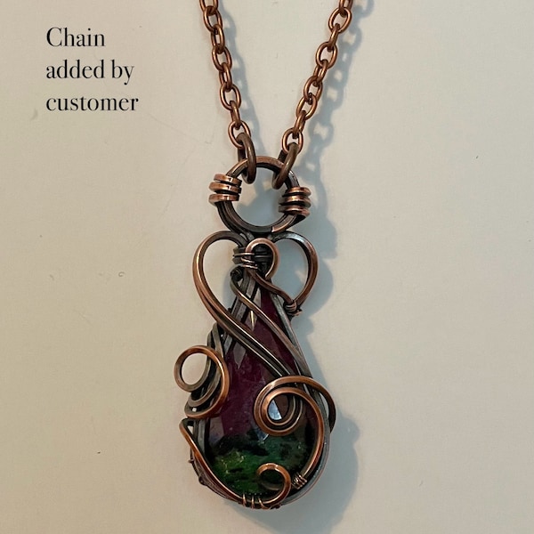 Faceted Carnelian Necklace 'tyet' Wire Wrap Pendant Oxidized Copper ...