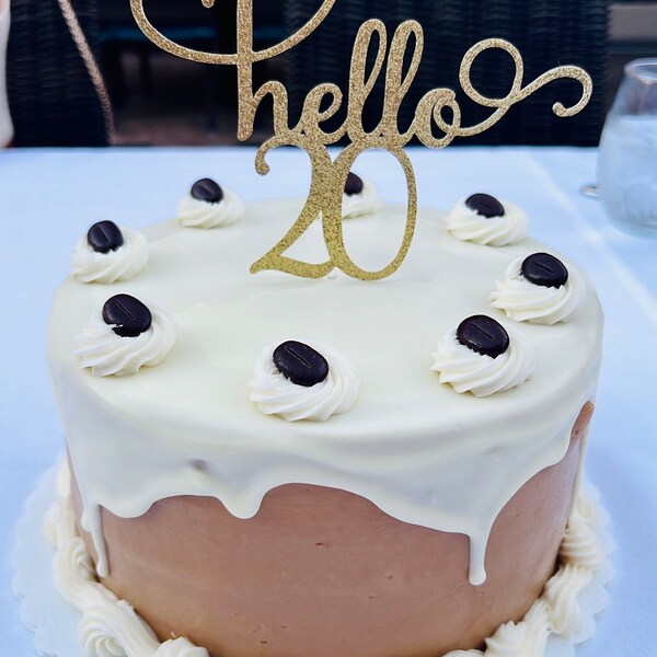 Hello 20 Cake Topper, Happy 20th Birthday Cake Topper, Happy 20th Party ...