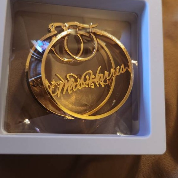 Personalized Name Hoop Earrings: Custom Chunky Gold Bling Hoops - Etsy