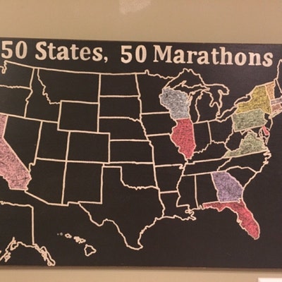 Marathon Map Travel Map 50 States US Map United States Map Wood Map Pin ...