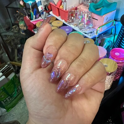 Pretty Glass Rhinestones Press on Nails Crystal Jewelry Glitter Press ...