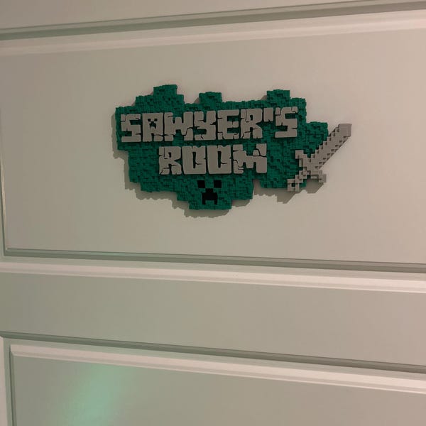 3D Door Sign Minecraft-inspired - Personalized Name Custom Kids Bedroom ...