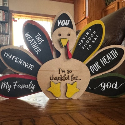 Thankful Turkey Feathers Interactive SVG File, Glowforge Download ...