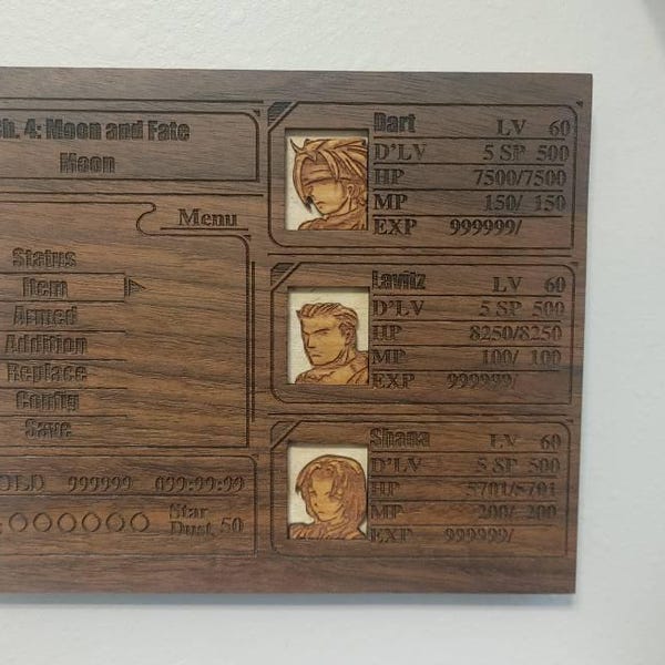 Custom Wooden Final Fantasy 9 Menu Screen With Characters You Can Pick ...