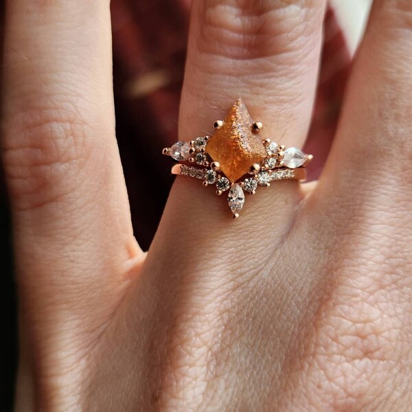 Skye Kite Natural Sunstone Ring Set- 14K Rose Gold Vermeil Gemstone ...