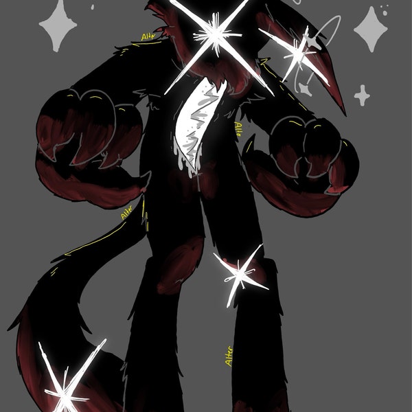 Volcanic Ashy Red/grey Demon Wolf Furry Adopt - Etsy