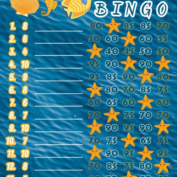 80 Every Row Bingo Board Pool Party - Etsy