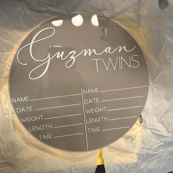 Birth Announcement Sign for Twins, Baby Stat Sign for Twins, Twins ...