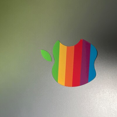 Rainbow Apple MacBook Decal Retro Apple Logo MacBook Sticker GLOWING ...