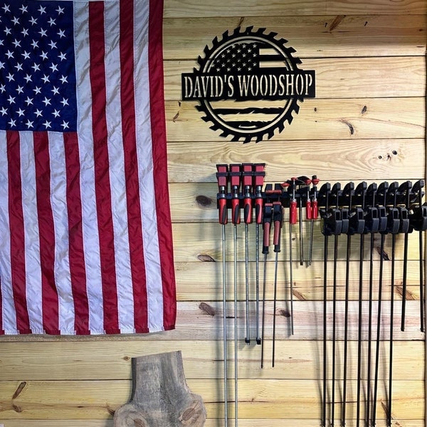 Custom American Flag Workshop Sign | Metal Shop Sign | Free Shipping ...