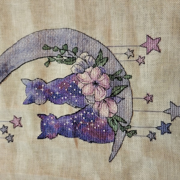 Cross Stitch Cat Cross Stitch Pattern Galaxy Animals Moom and Stars ...