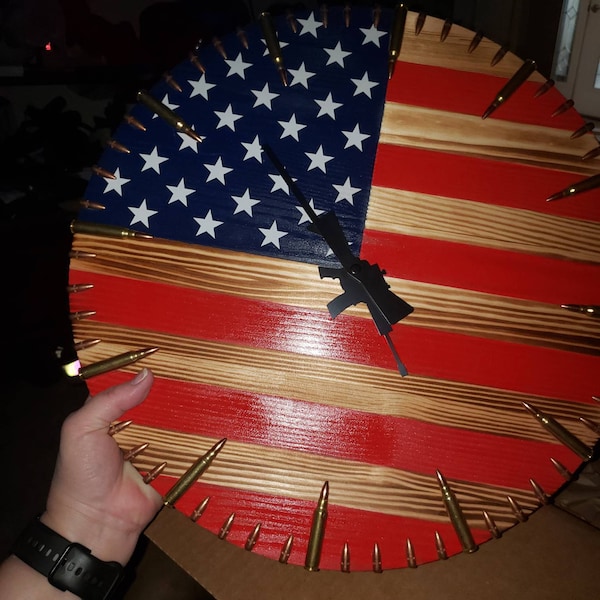 American Flag Clock,rustic USA Clock,patriotic Wall Clock,usa Flag ...