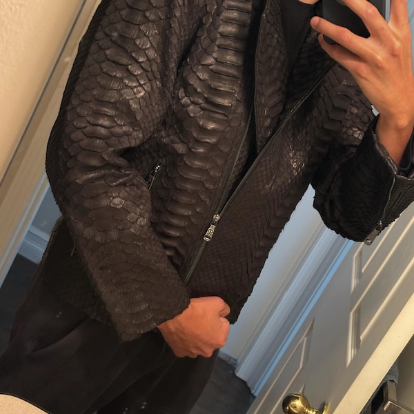 Python Leather Pants, Snakeskin Pants, Black Leather Pants, Lambskin ...