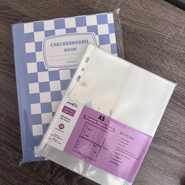 Handmade Checkered A4 | A5 Binder Hardboard Book Card Holder Photo ...