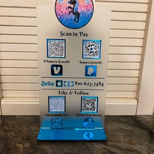 6 QR Codes Sign With Business Card Holder Social Media Signs Payment ...