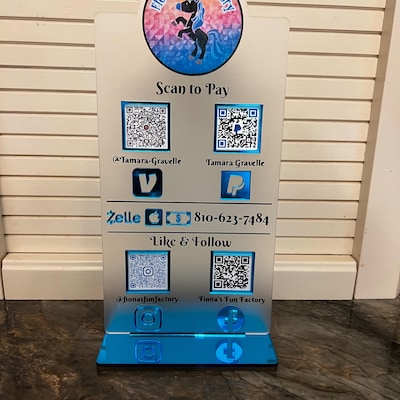 6 QR Codes Sign With Business Card Holder Social Media Signs Payment ...