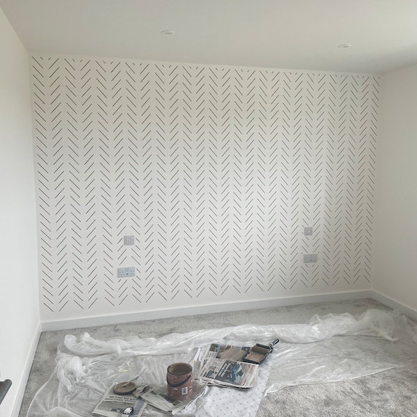 Herringbone Klein geometrisch wandschablone - XL 21.6"x39" Stencil ...