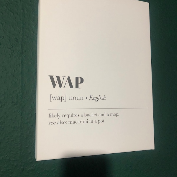 Wap Definition Print Wap Art Print Funny Home Decor Dorm Room Gift Wap ...