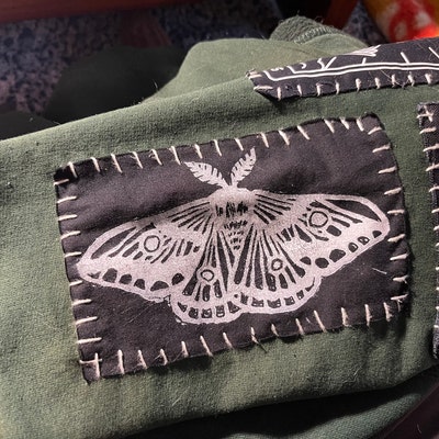 Mothman Linocut Print Sew Patch, Linen, Block Print, Cryptid, Halloween ...