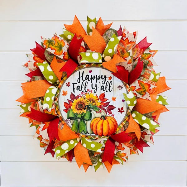 Happy Fall Y'all Wreath Sign, Metal Wreath Sign, Signs for Wreaths ...