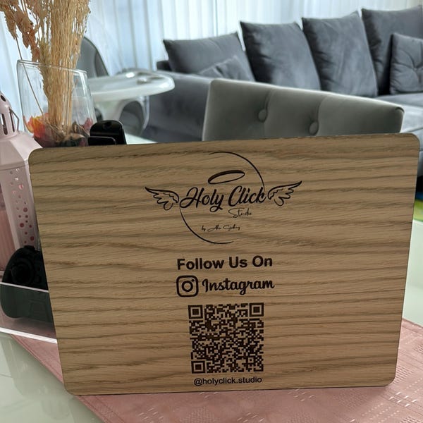 Handmade Wooden Social Media Sign Custom QR Codes for Website ...