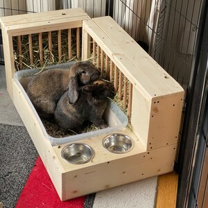 Rabbit Hay Feeder 3 in 1 Hay & Food Bowls With Litter Tray - Etsy UK