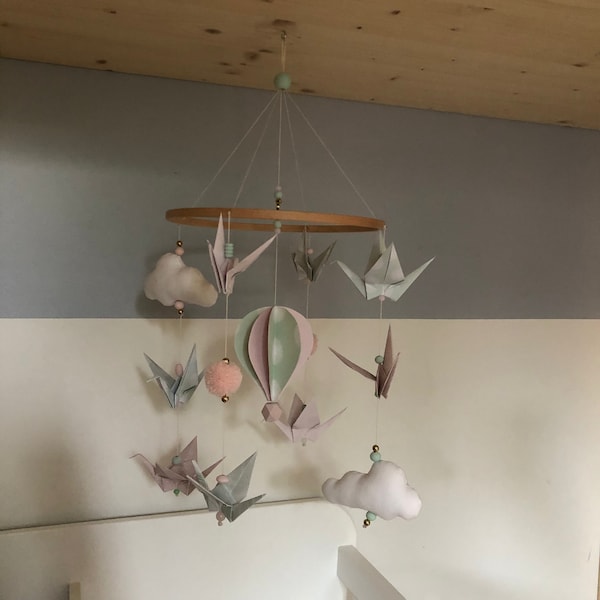 Origami Baby Mobile With Wooden Airplane, Vintage Style. - Etsy