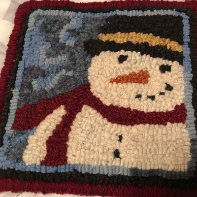 Rug Hooking KIT, snowman Mat, 8 X 8, K109, DIY Primitive Rug Mat, Rug ...