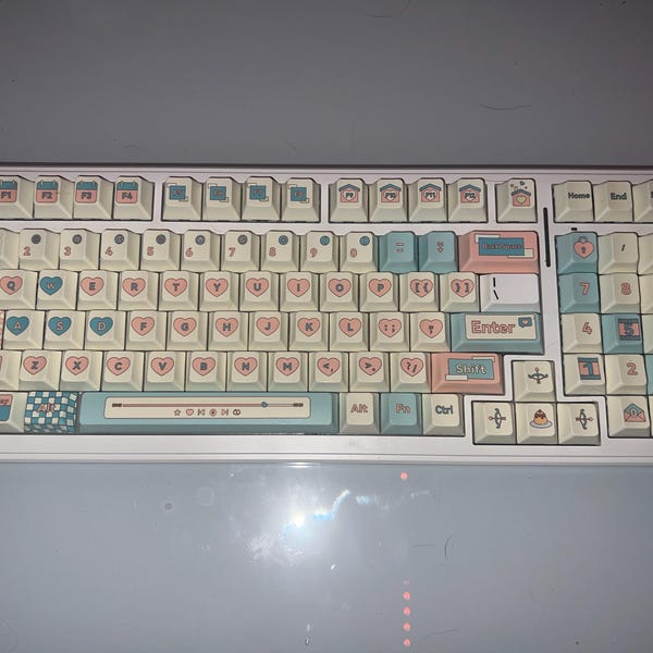 Coconut Milk Keycap Set, SOA Profile, Cute Art, PBT, Cherry MX Stem ...