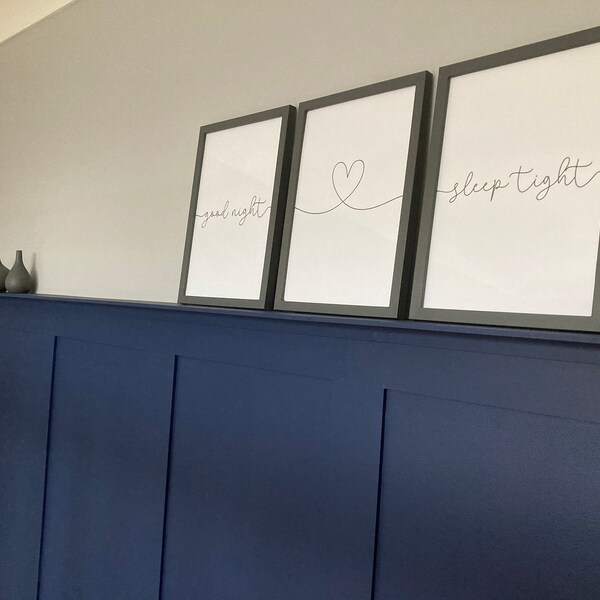 Good Night Sleep Tight Heart Prints, Set of 3, Bedroom Prints, Sleep ...